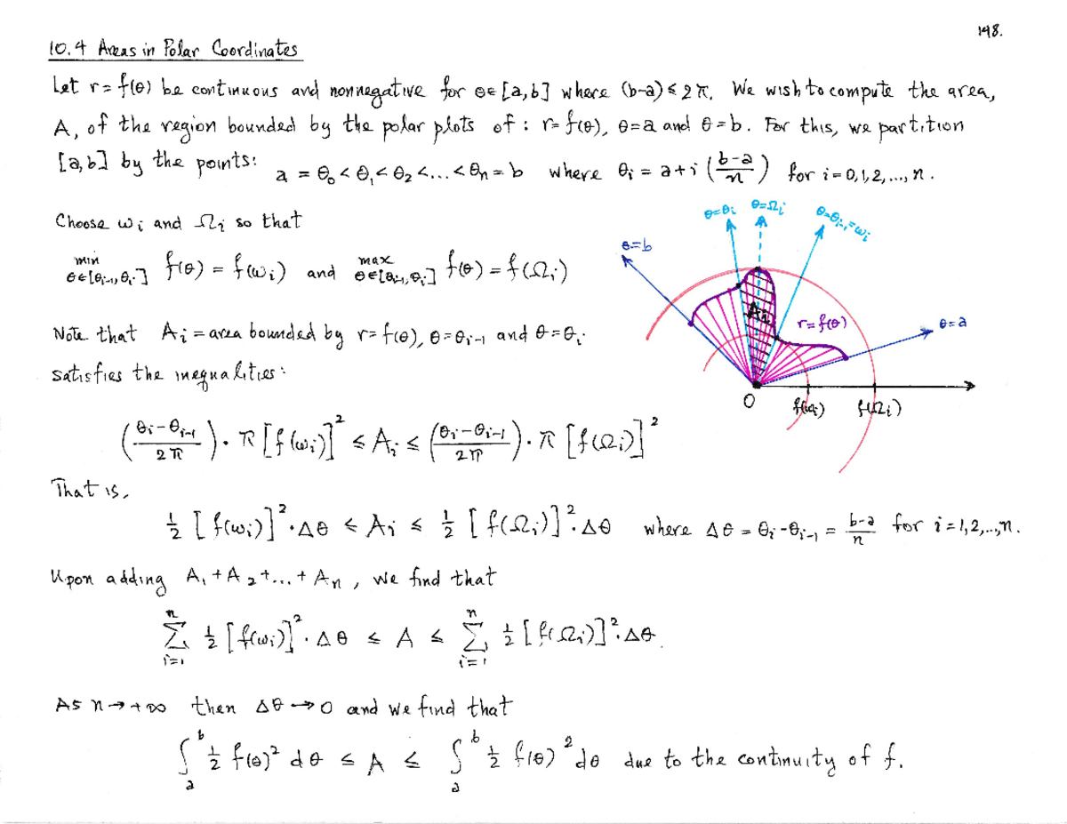 Polar Areas 2 - lecture slides notes - MATH 152 - Studocu
