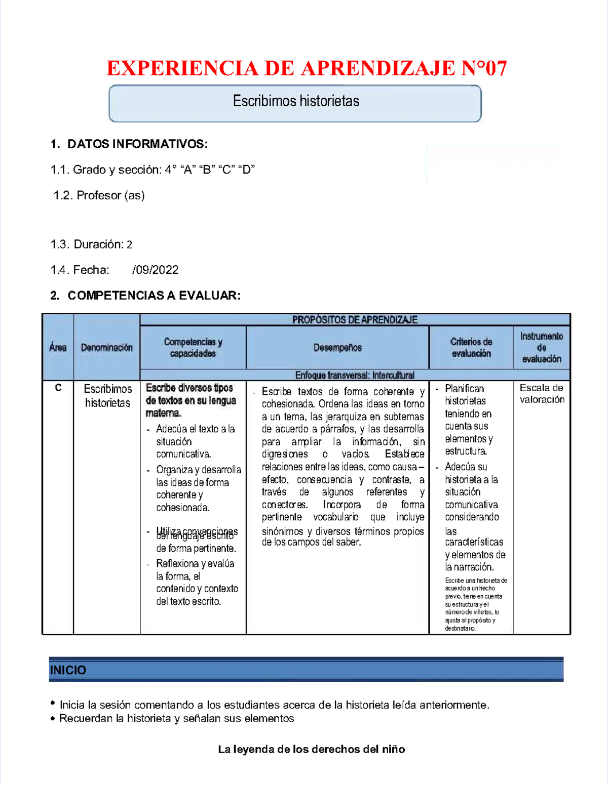 Pdf-sesion-comunicacion-escribimos-historietas compress - EXPERIENCIA DE APRENDIZAJE N ...