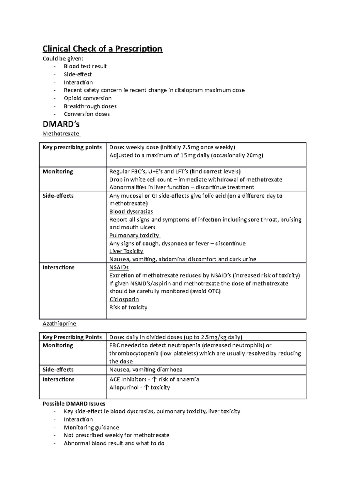 Clinical Check of a Prescription - Studocu
