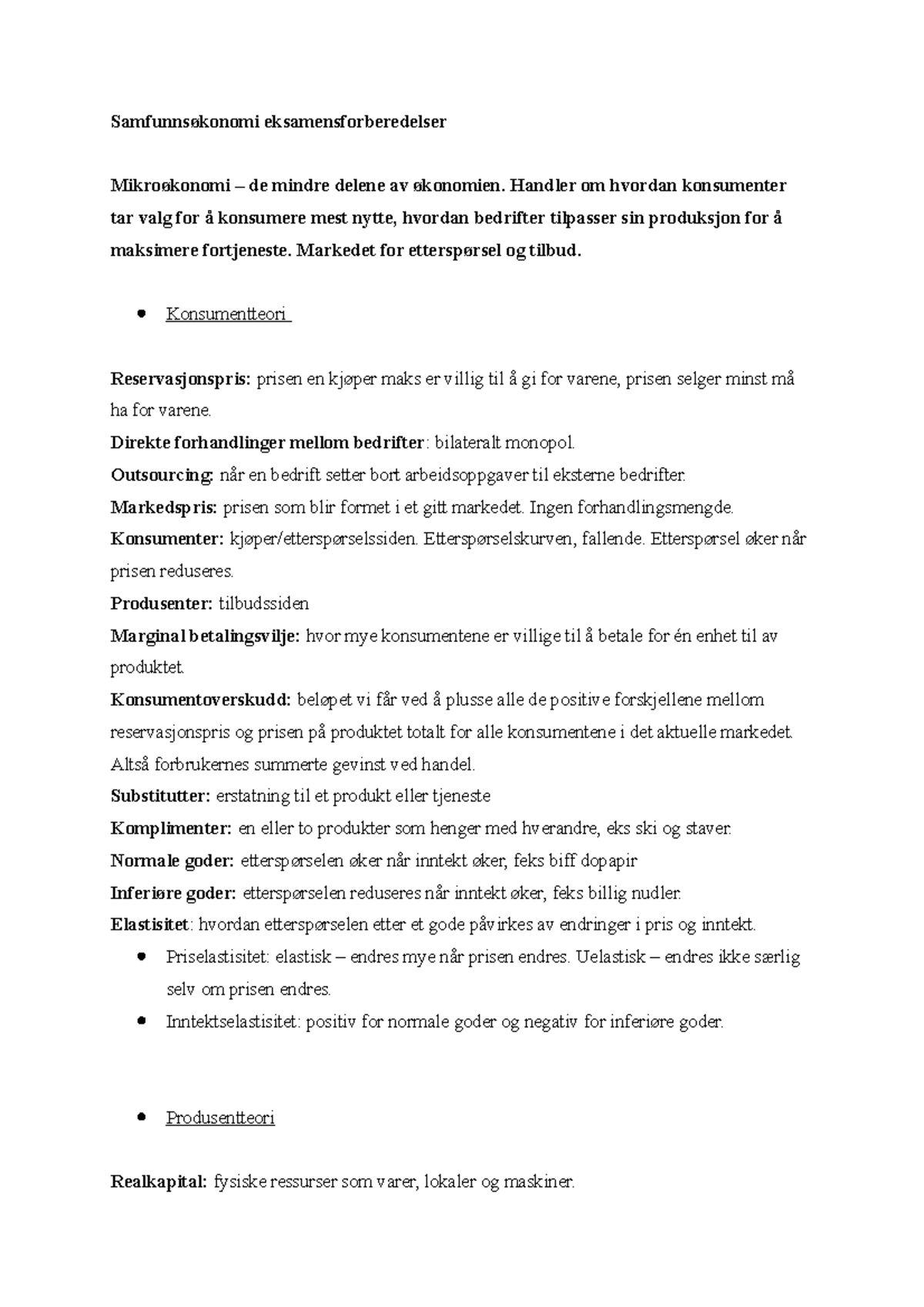 Samfunnsøkonomi-eksamensforberedelser - Notater fra forelesninger og underveis - Samfunnsøkonomi ...