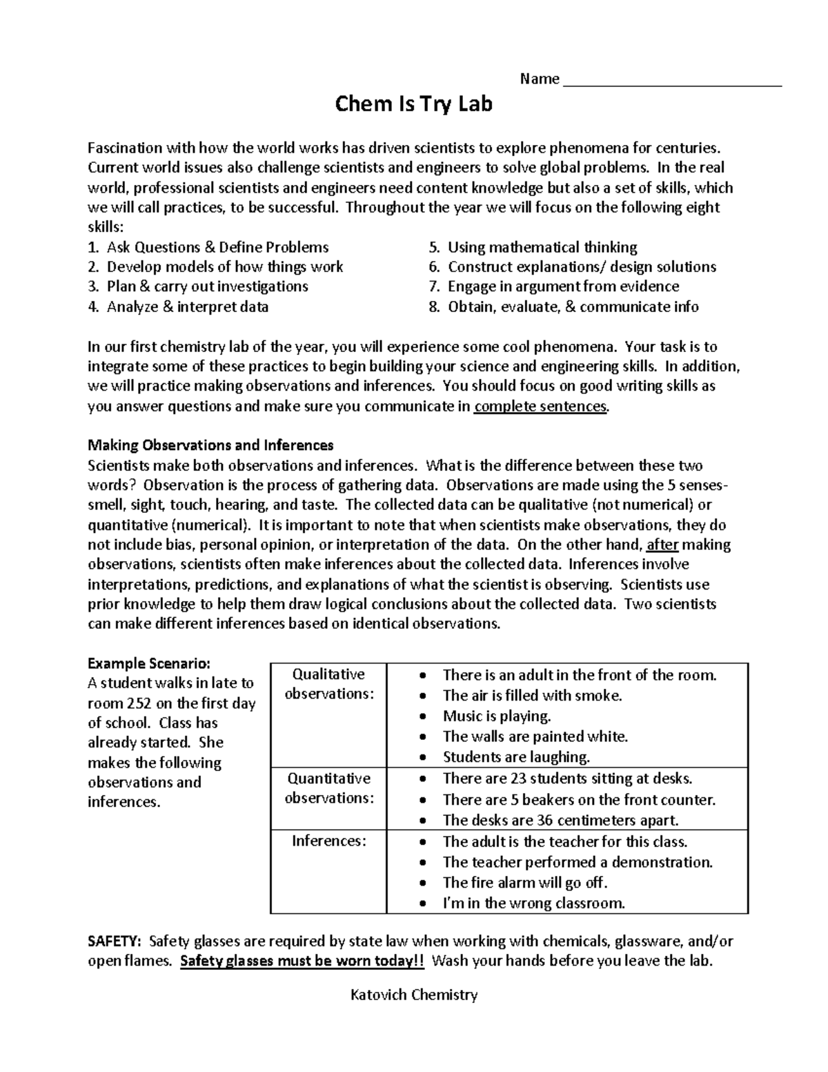 Chem Is Try Lab 2019 - A document to teach us about uranium - Name