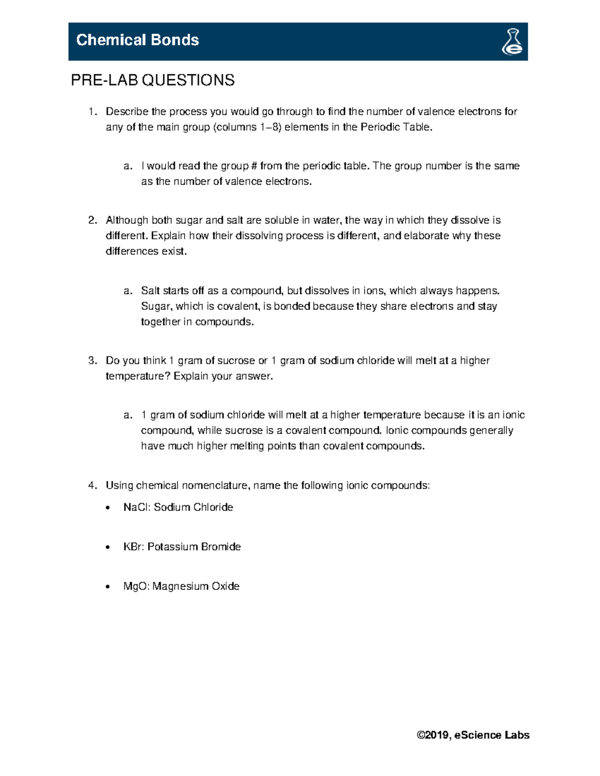Mod 6 Post Lab - This is the post lab work for module 6: Chemical Bonds ...