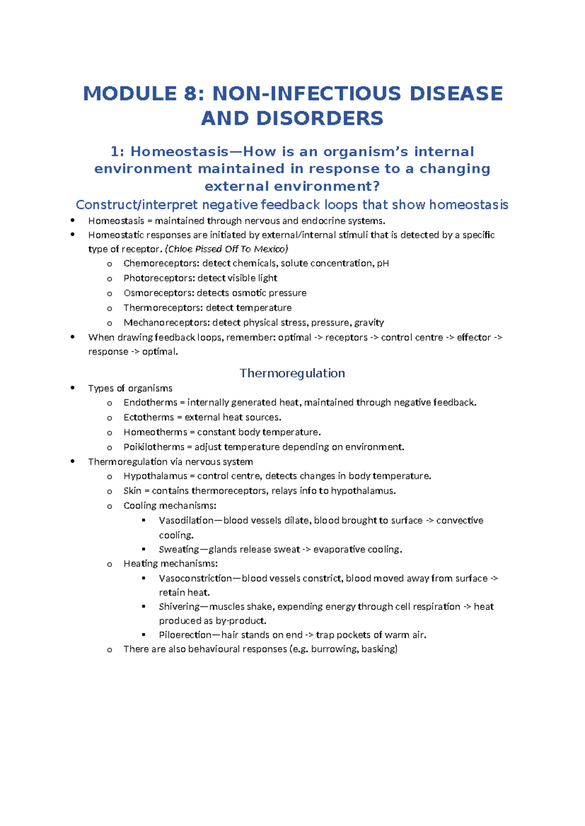 Non infectious disease disorders - MODULE 8: NON-INFECTIOUS DISEASE AND ...
