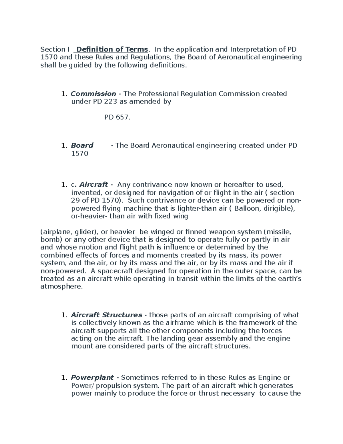 PD 1570 pt2 - ... - Section I Definition of Terms. In the application ...