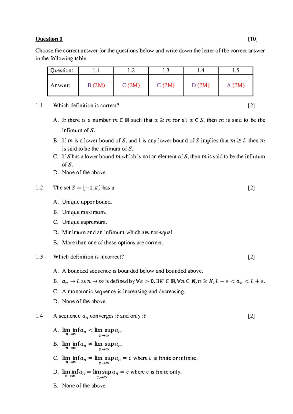Basic Analysis - it will help you prepare for your test - Choose the ...