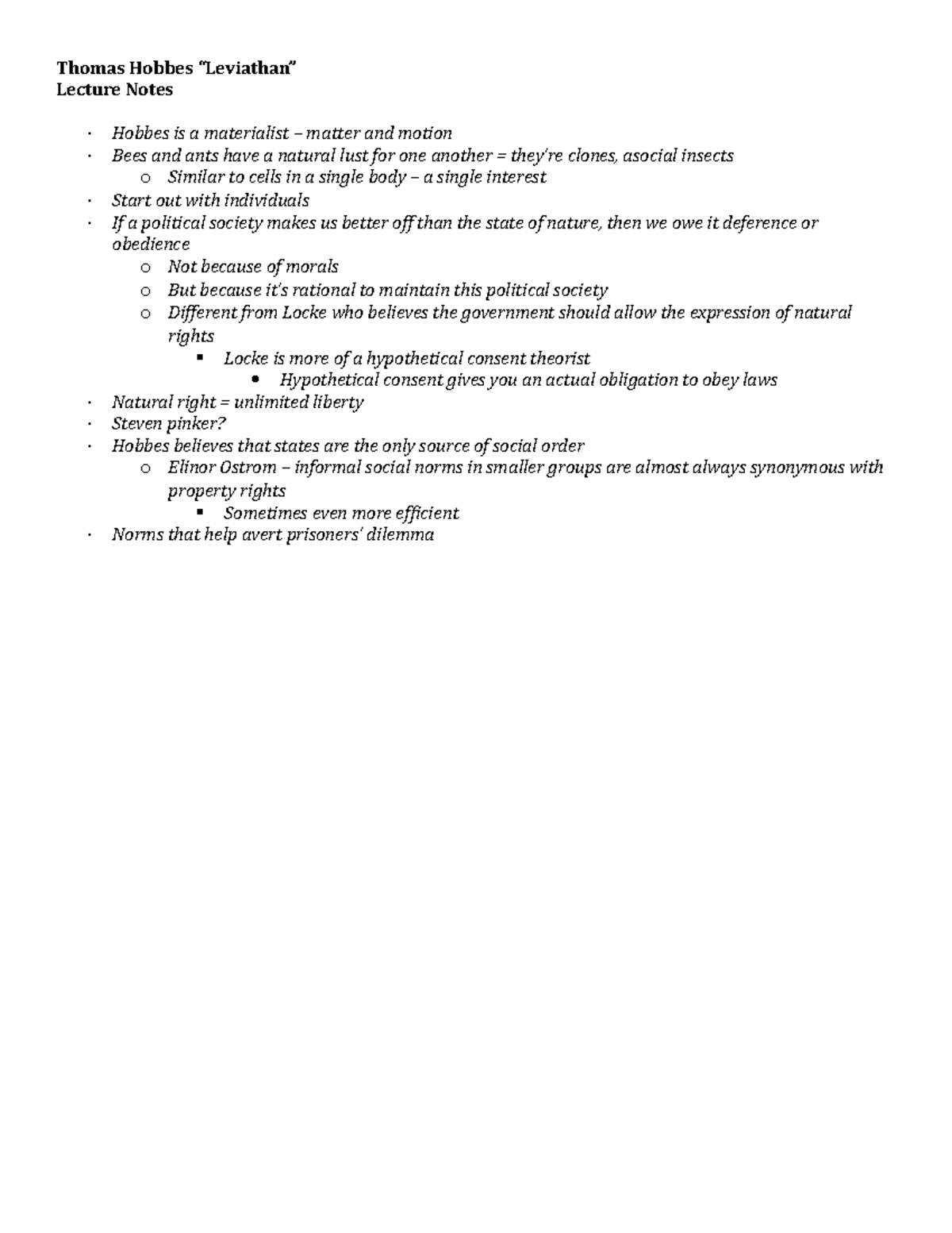 PHIL 9.03 (L) Hobbes Leviathan - Thomas Hobbes “Leviathan” Lecture ...