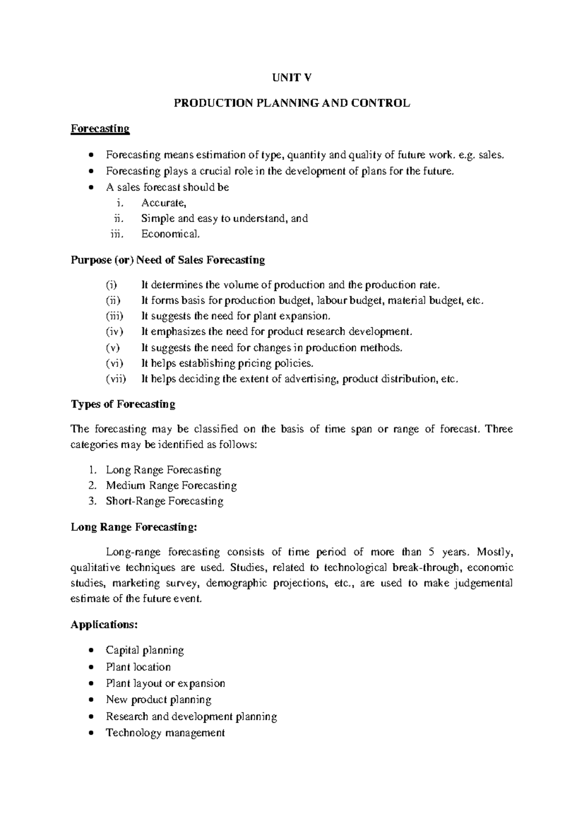OIE351 UNIT V class 1, 2 - UNIT V PRODUCTION PLANNING AND CONTROL ...
