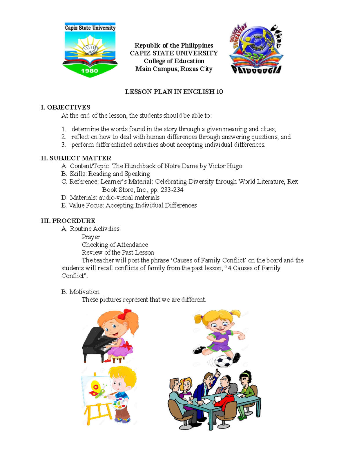 Lesson plan final demo - demo - Republic of the Philippines CAPIZ STATE ...