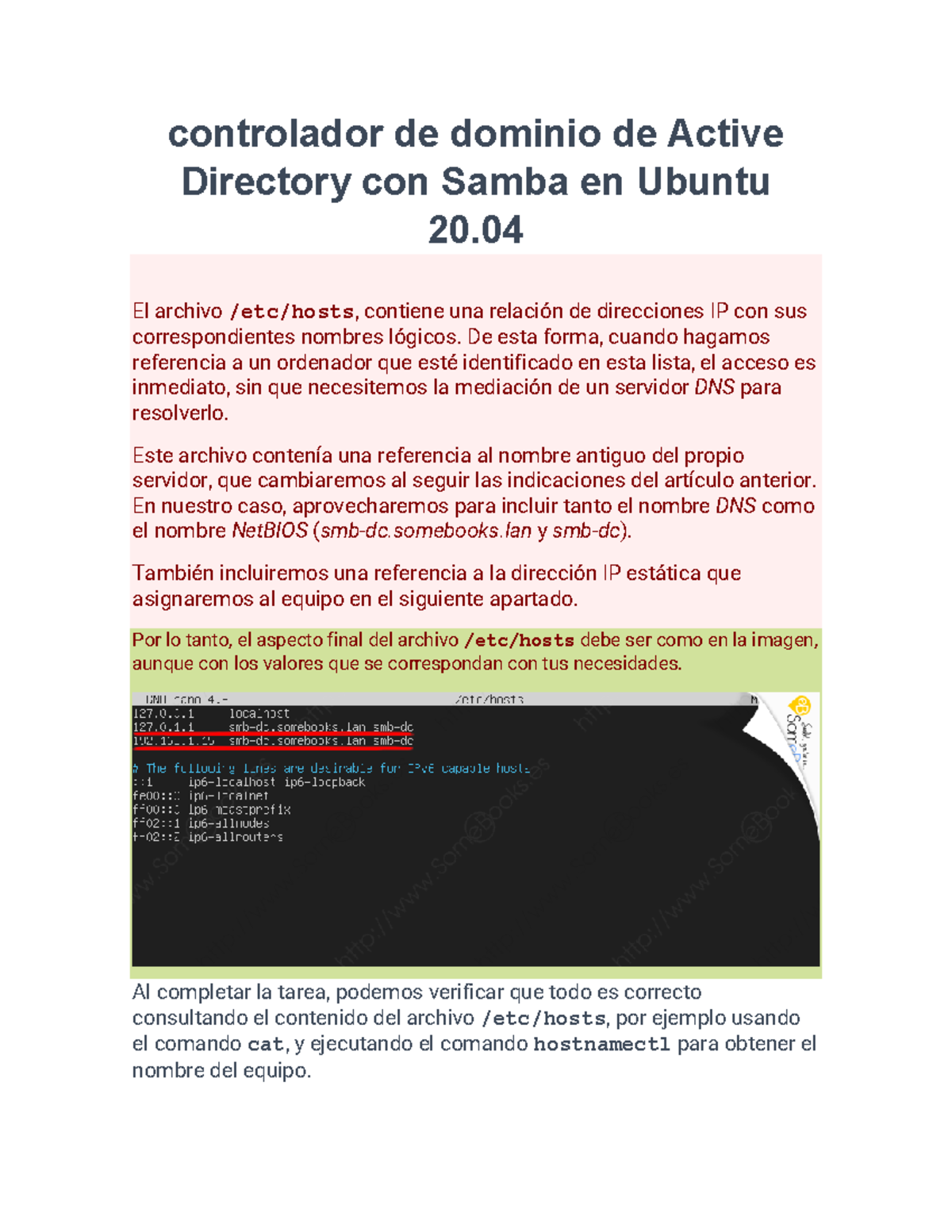 Controlador de dominio de Active Directory con Samba en Ubuntu 20 - El archivo /etc/hosts ...