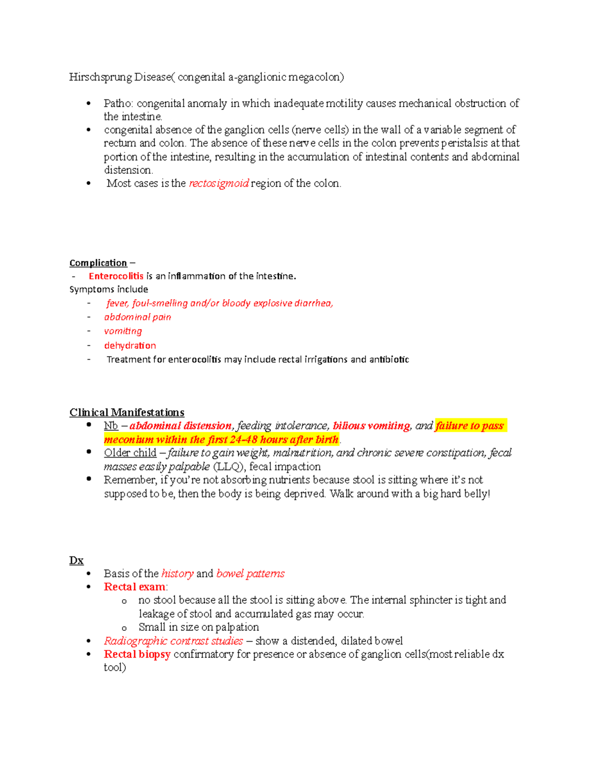 Hirschsprung Disease - congenital absence of the ganglion cells (nerve ...