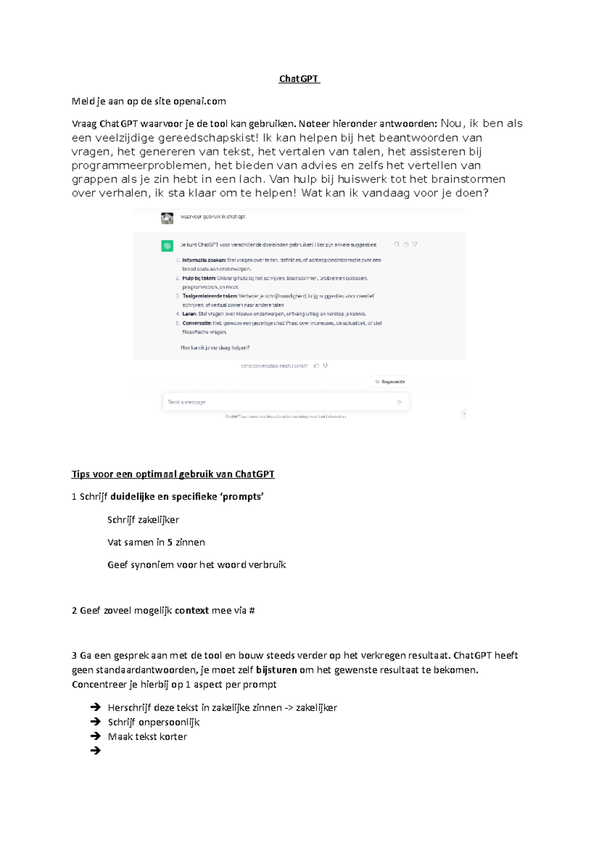 Chat GPT - opdraxcht - ChatGPT Meld je aan op de site openai Vraag ...