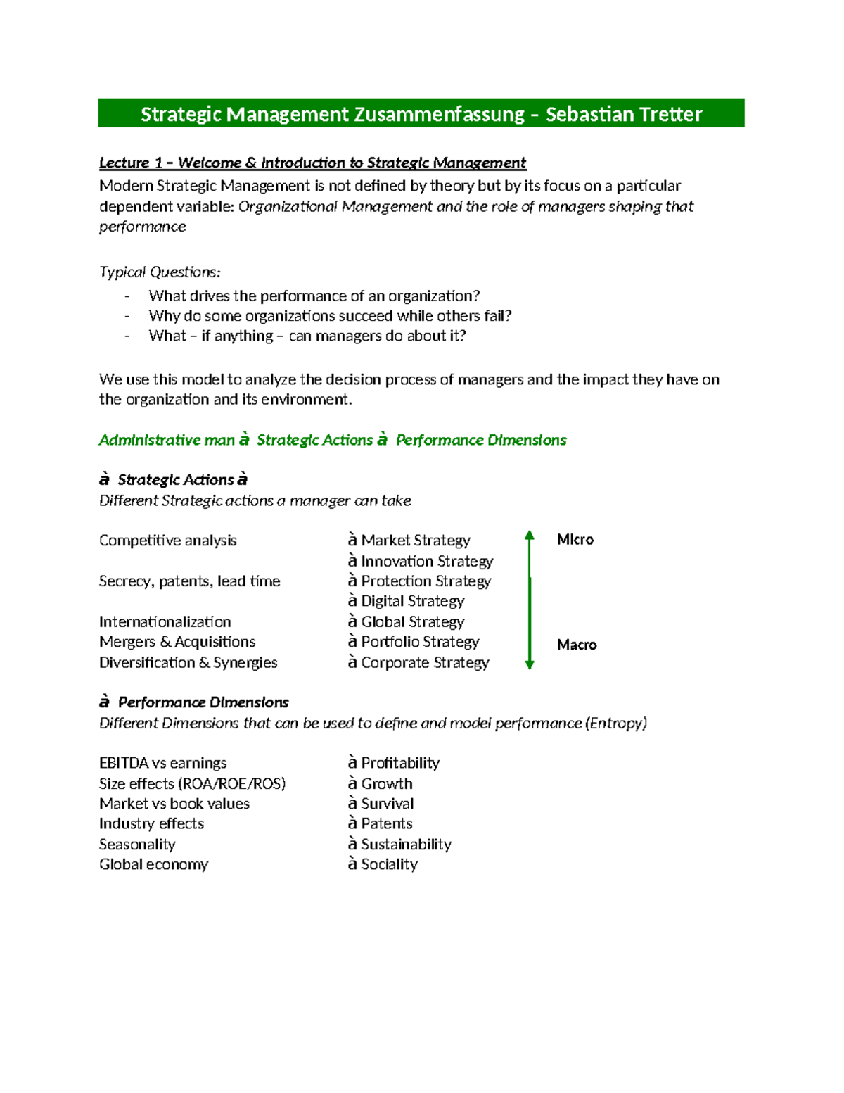 Strategic Management Zusammenfassung - Administrative man à Strategic ...