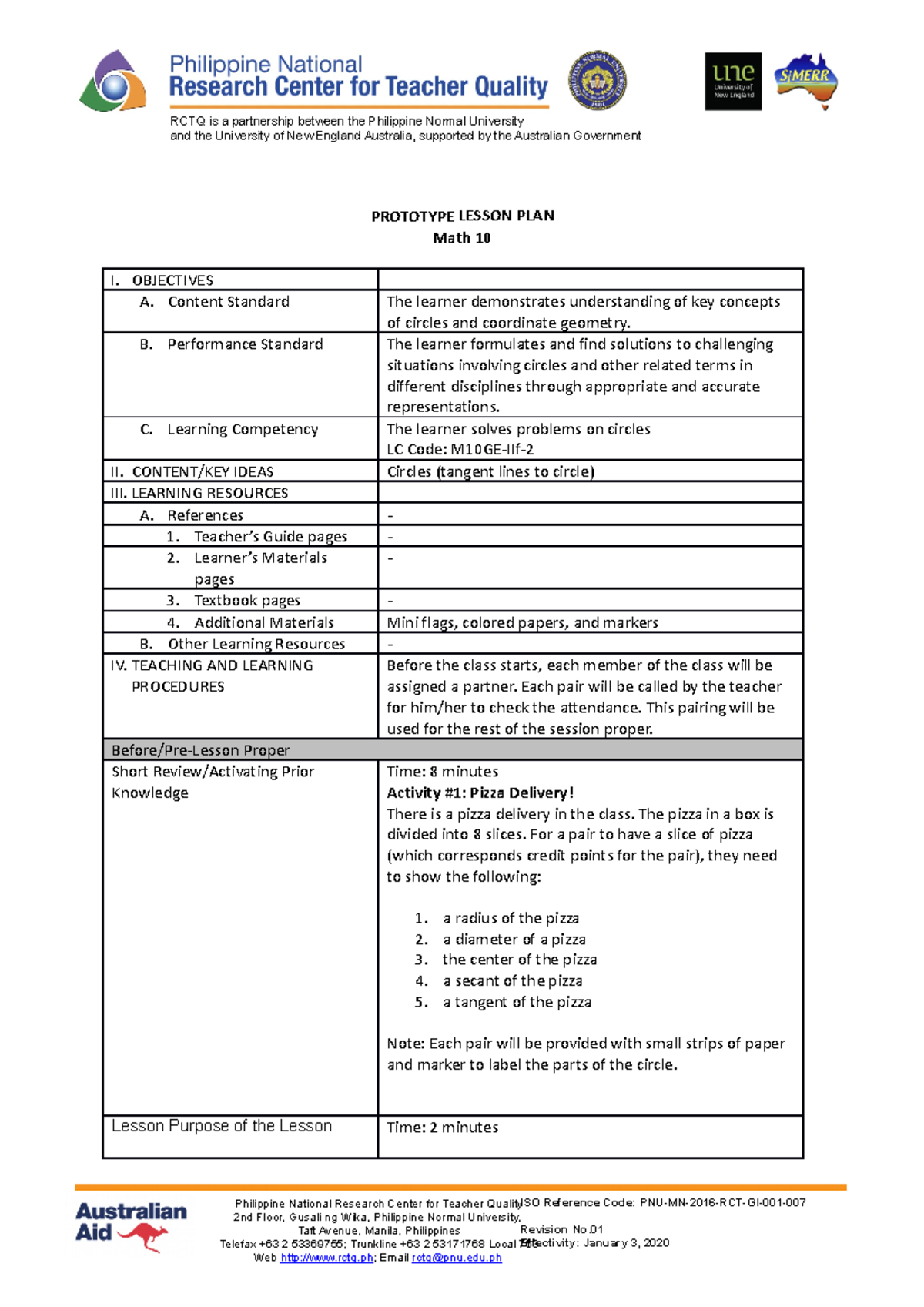 Protoype Lesson Plan - Grade 10 Mathematics - PROTOTYPE LESSON PLAN ...