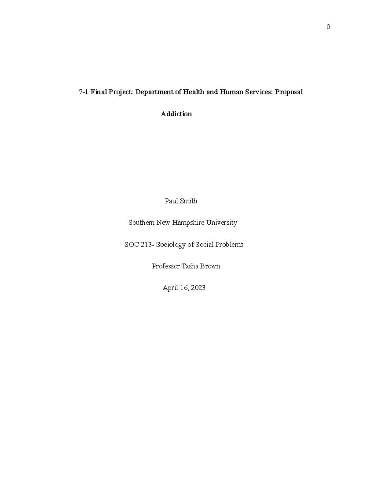 SOC 7-1 Final Project - 7-1 Final Project: Department of Health and ...