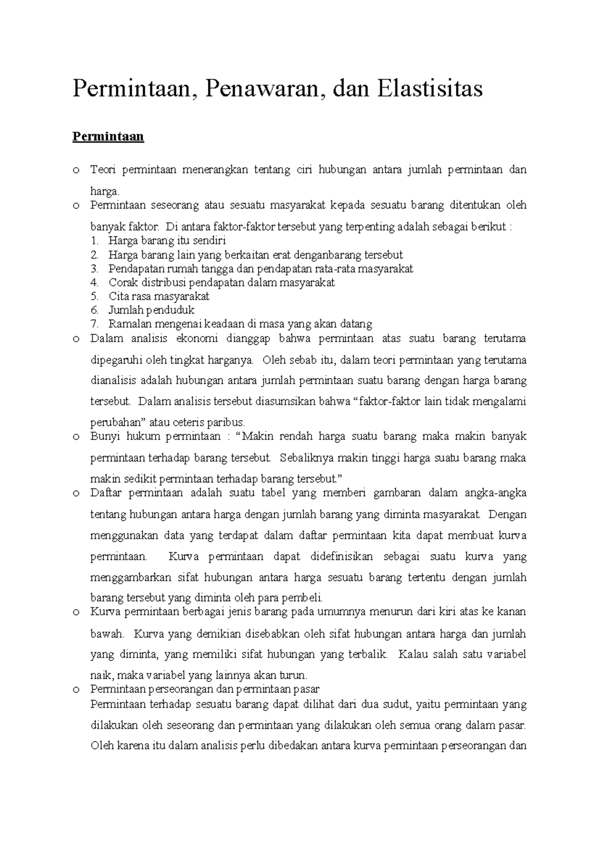 Teori permintaan dan penawaran - Permintaan, Penawaran, dan Elastisitas ...