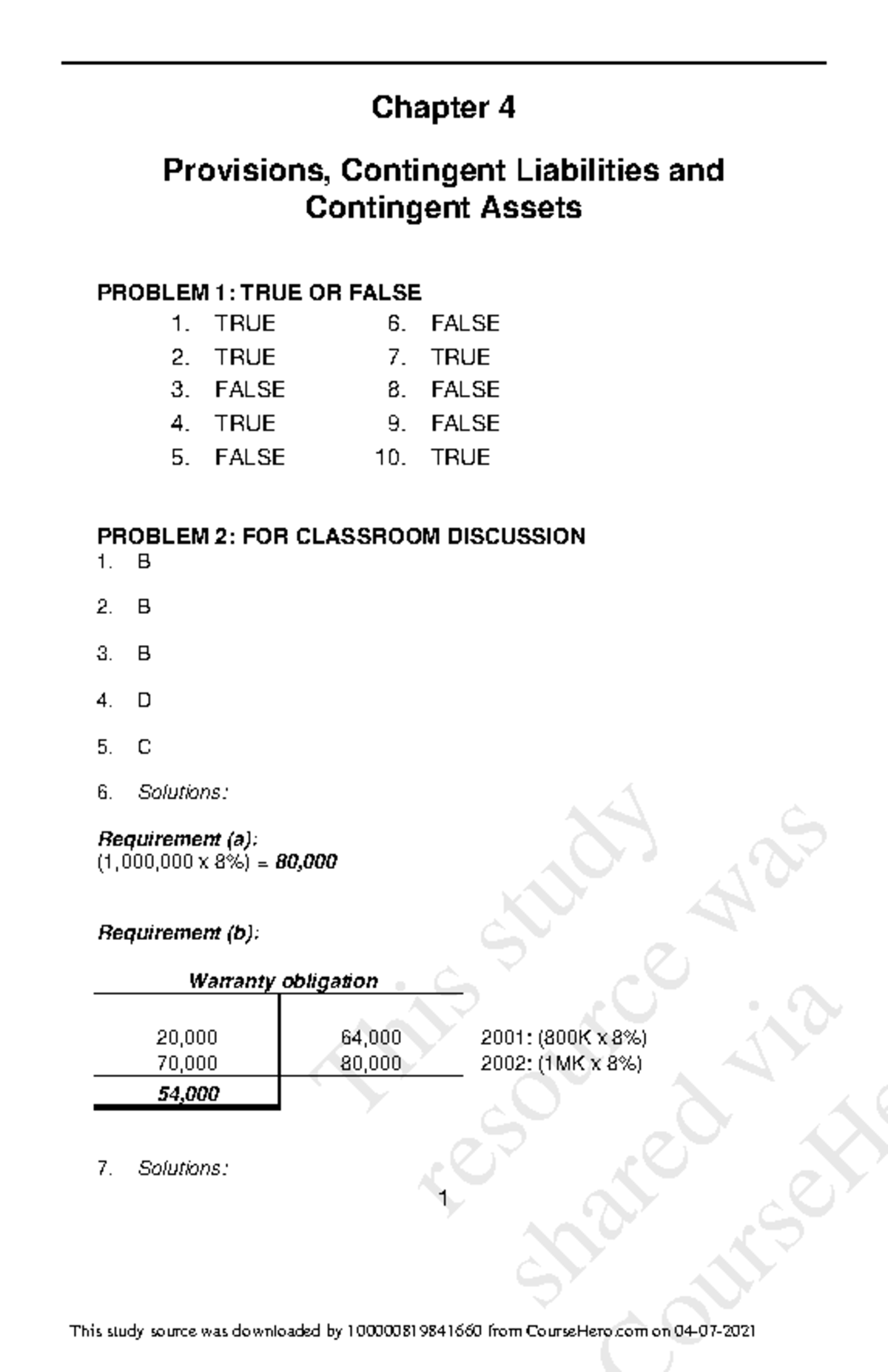 SOL. MAN. Chapter 4 Provisions CONT. Liabs. CONT - 1 Chapter 4 ...
