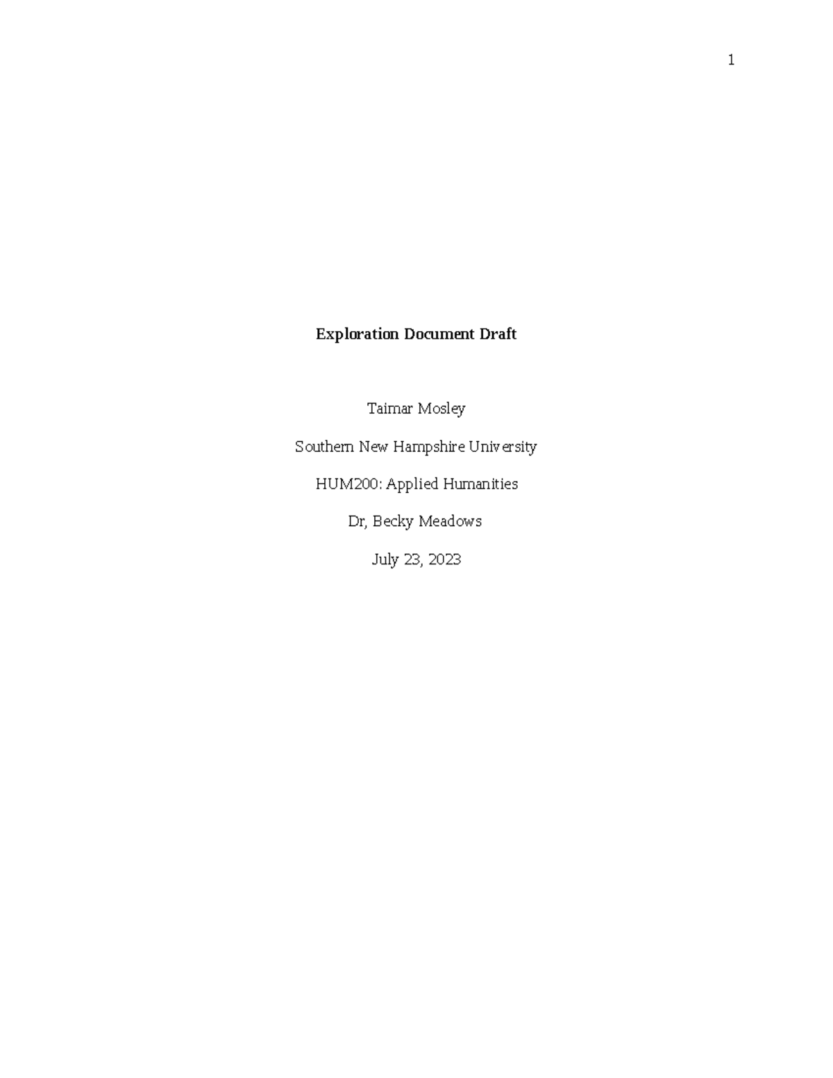 Exploration Document Draft (1) - Exploration Document Draft Taimar ...