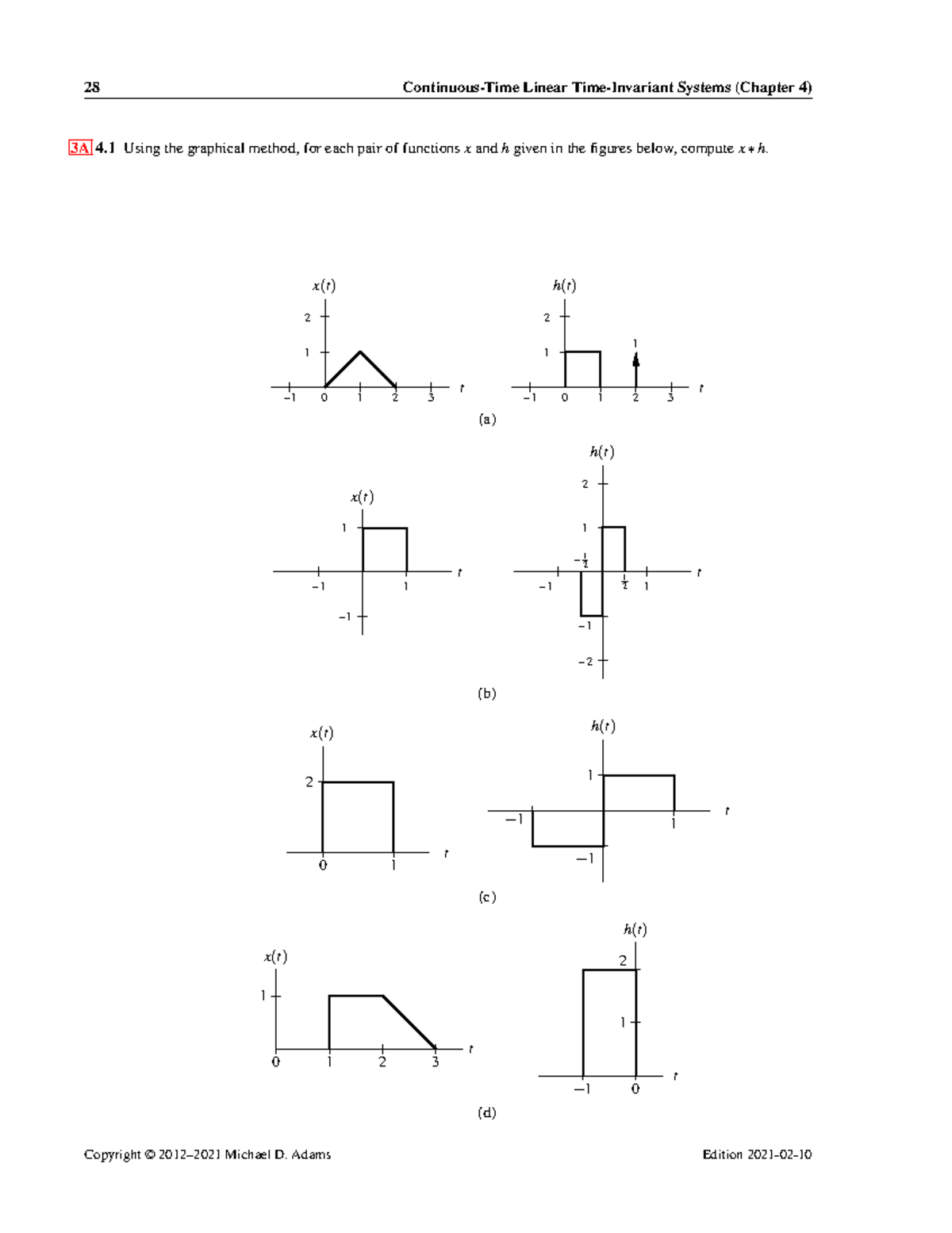 Assignment 3a solutions - 28 Continuous-Time Linear Time-Invariant Systems (Chapter 4) 3A4 the ...
