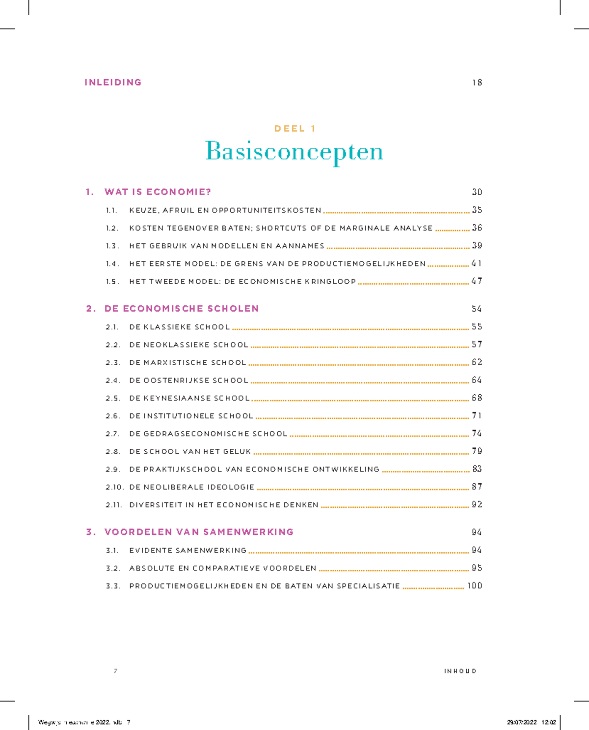 Inhoudstafel Wegwijs in Economie - Basisconcepten Welvaart en Inleiding ...