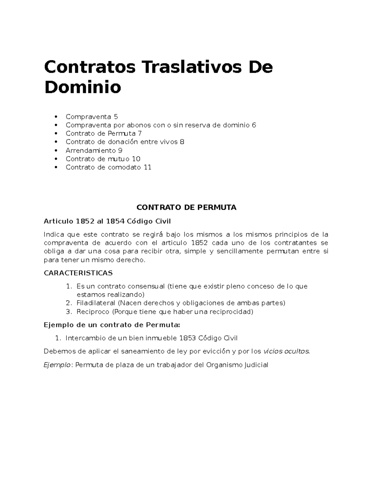 Contratos Traslativos De Dominio Permuta Y Entre Vivos Contratos