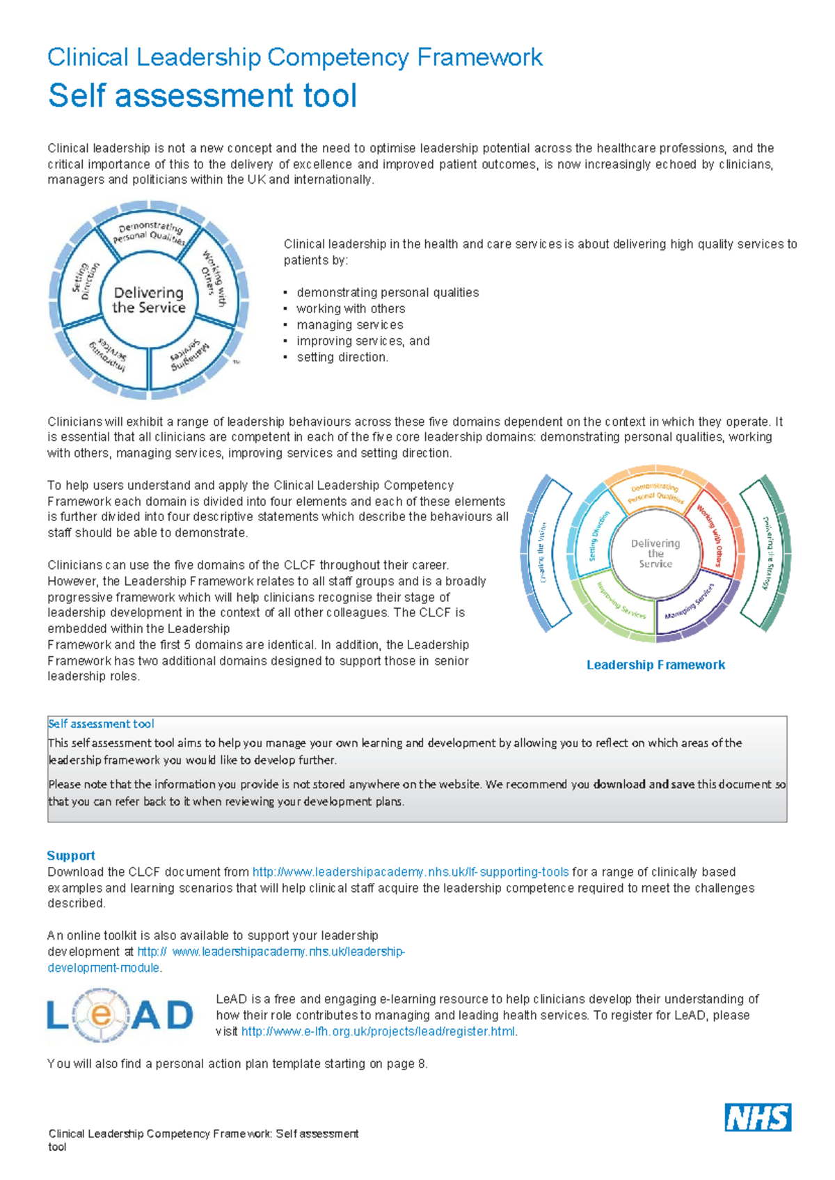 Clcfself Assessment Tool - Clinical Leadership Competency Framework ...
