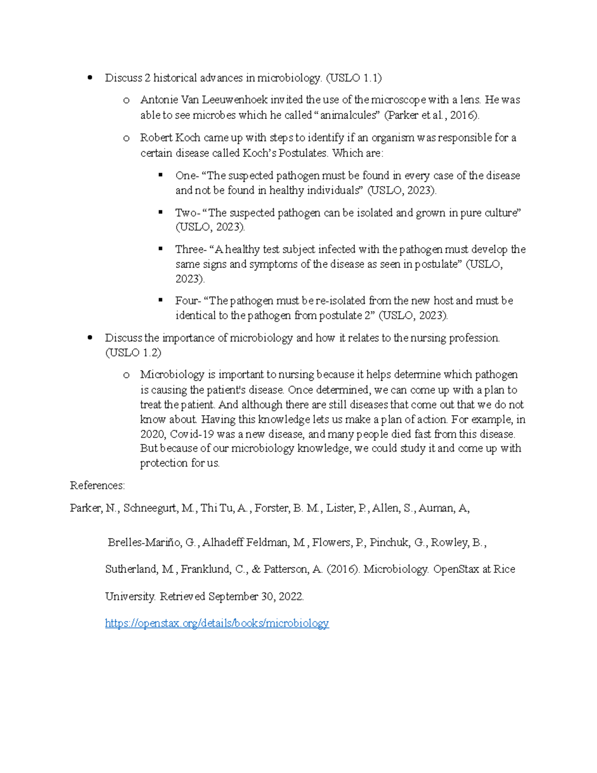 Micro wk1 disc - Reflection for week 1 - Discuss 2 historical advances ...