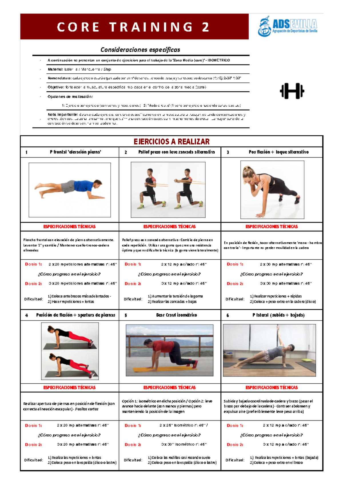 2. Core training 2 - Ejercicios core - · A continuación se presentan un ...