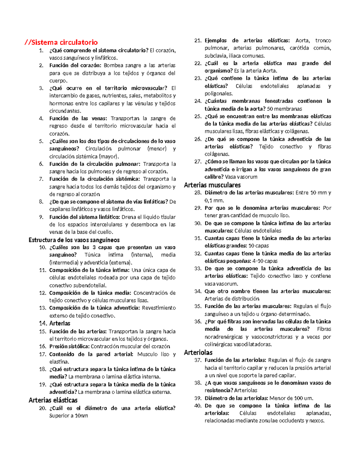 Sistema circulatorio - Preguntas para el examen departamental y ...