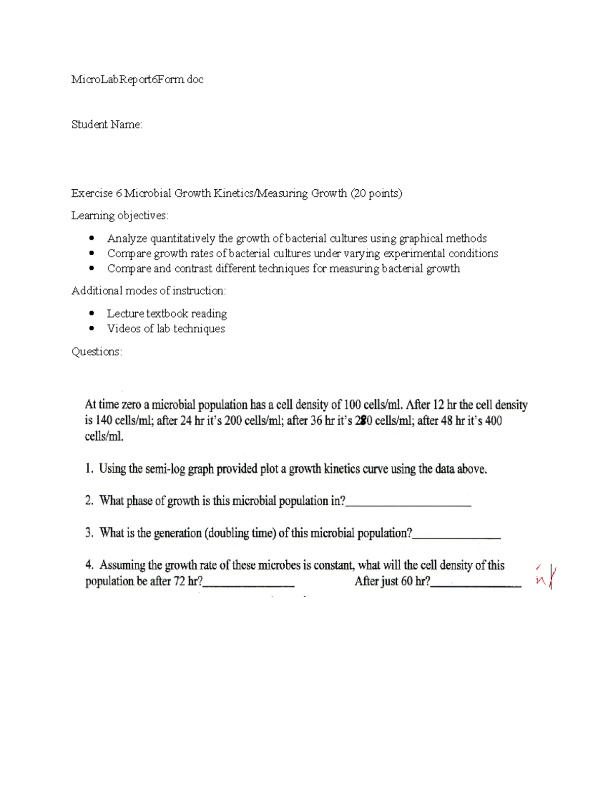 Micro Lab Report 6Form - BIOL 2500L - MicroLabReport6Form Student Name ...