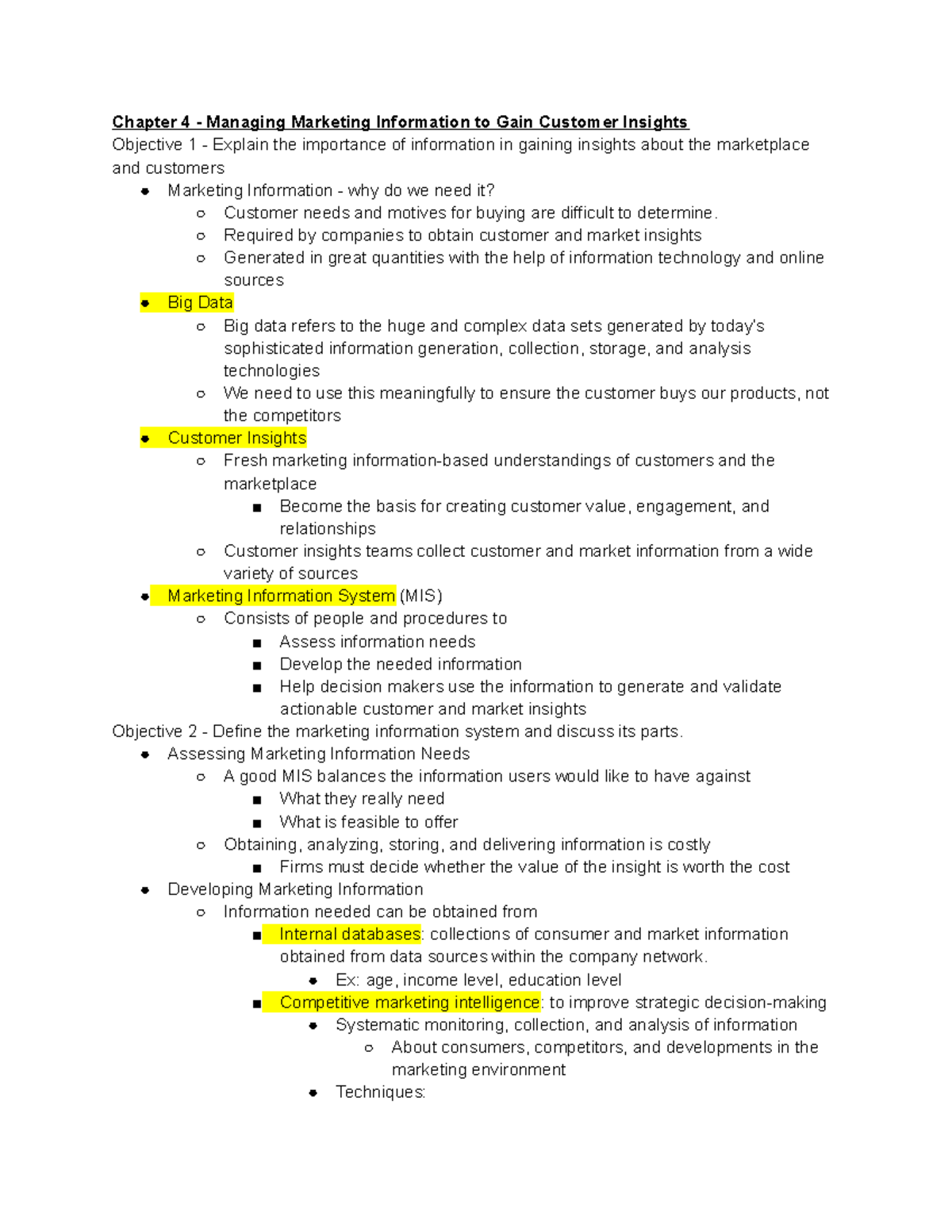 Ch 4 - Ch 4: Managing Marketing Information to Gain Customer Insights ...