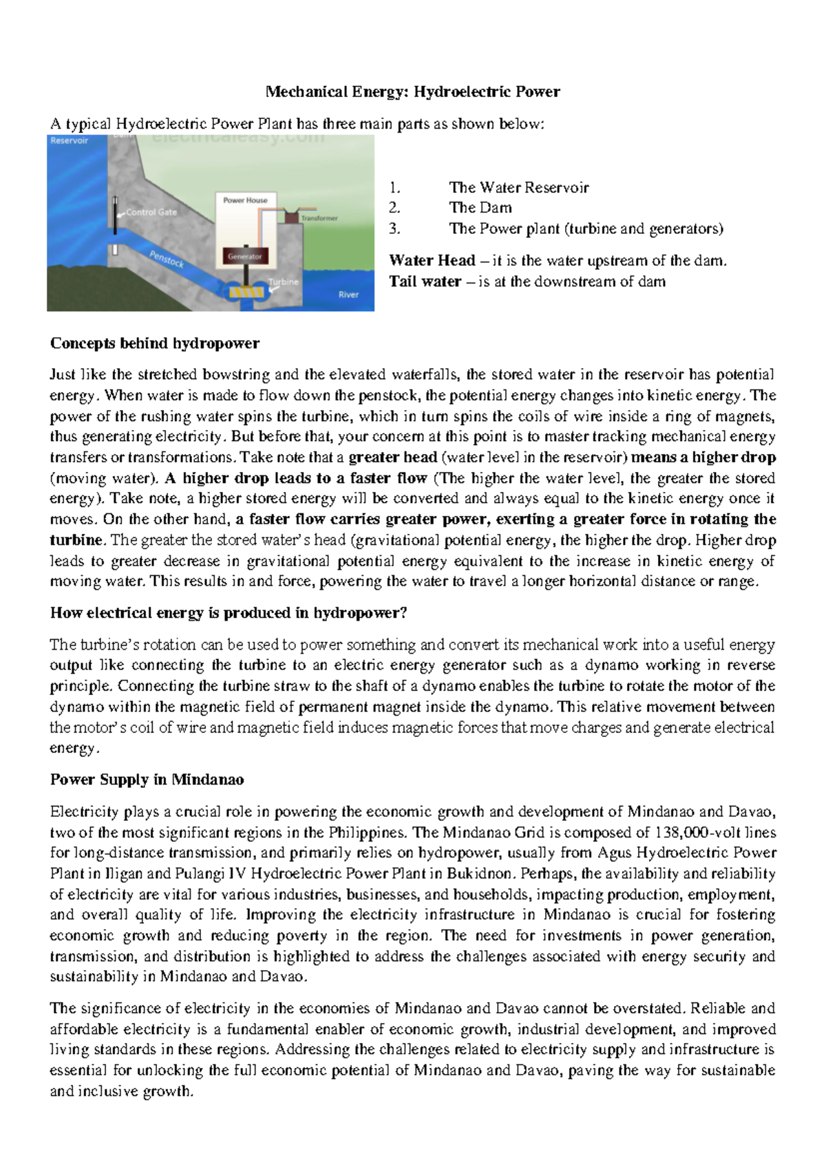 Worksheets FOR Mechanical Energy - Mechanical Energy: Hydroelectric ...