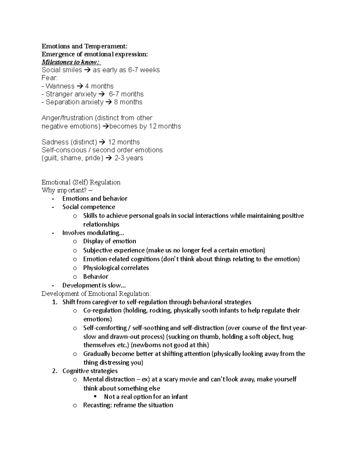 Lecture notes for developmental psych - Emotions and Temperament ...