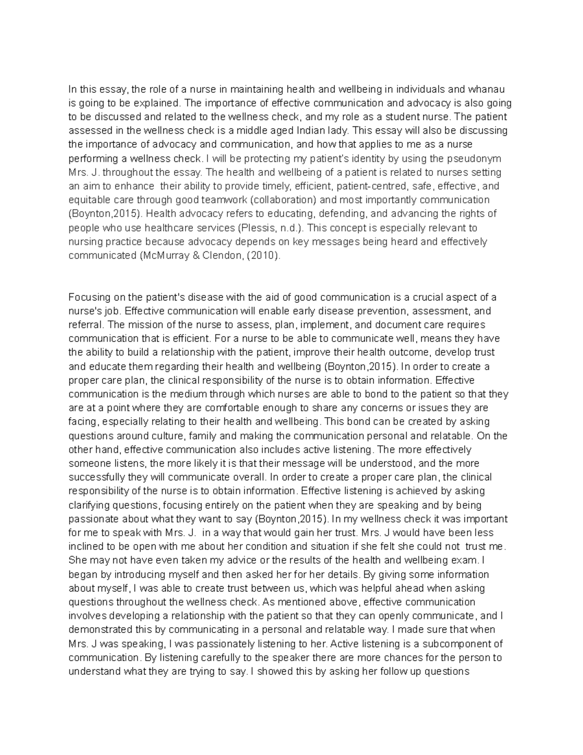 Nursing assignment - In this essay, the role of a nurse in maintaining ...