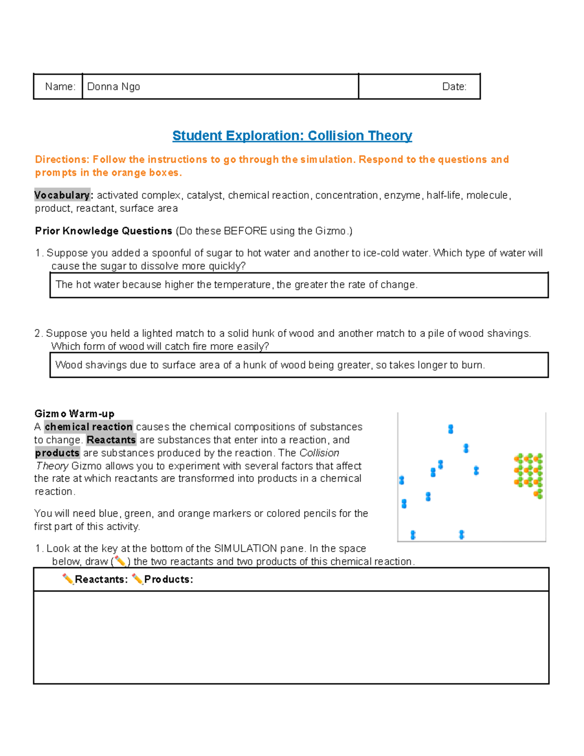 Copy of Collision Theory SE-2 - Name: Donna Ngo Date: Student ...