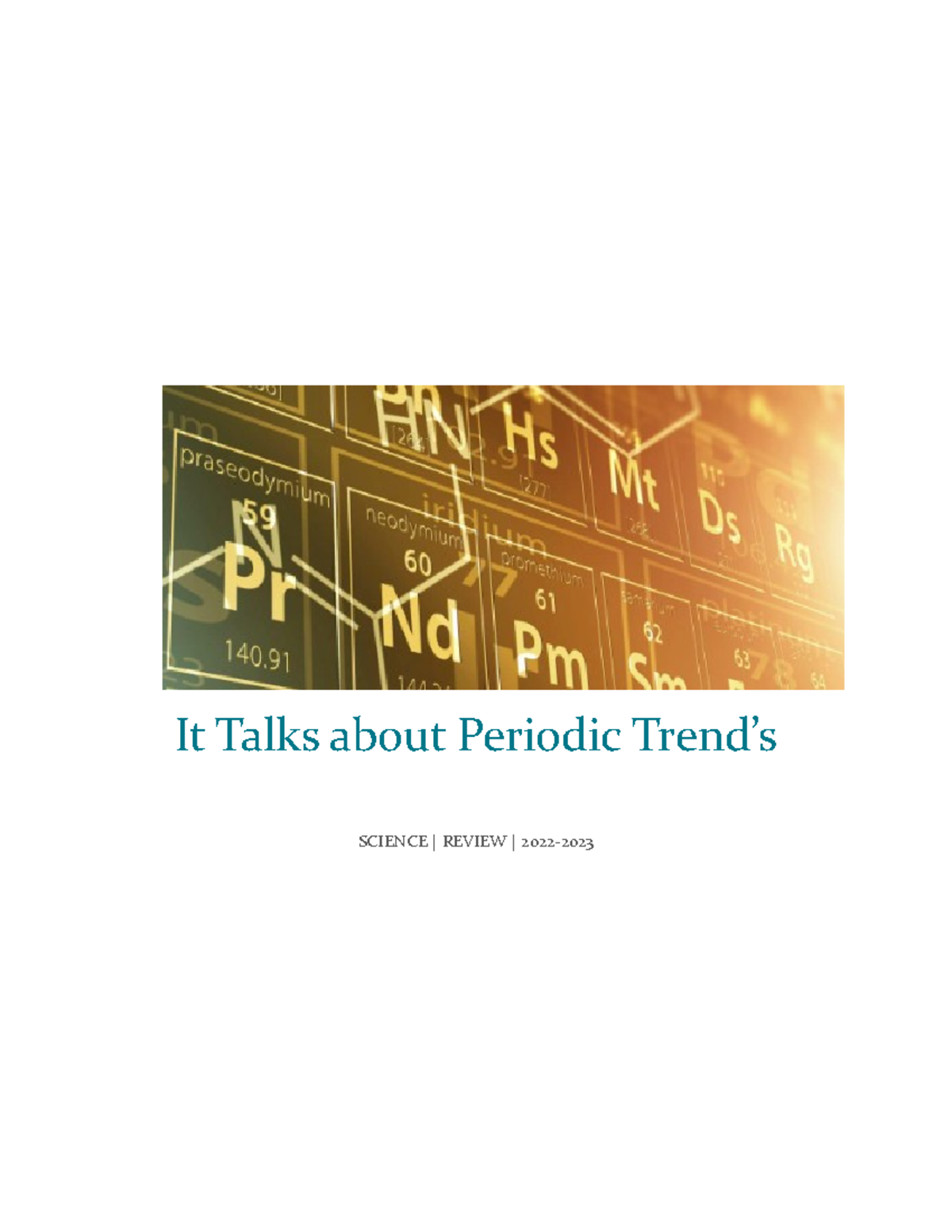 It Talks about Periodic Trend - It Talks about Periodic Trend’s SCIENCE ...