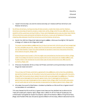 Short Paper #3 - N/A - Nico Arias Chicano 8 11/12/ American values ...