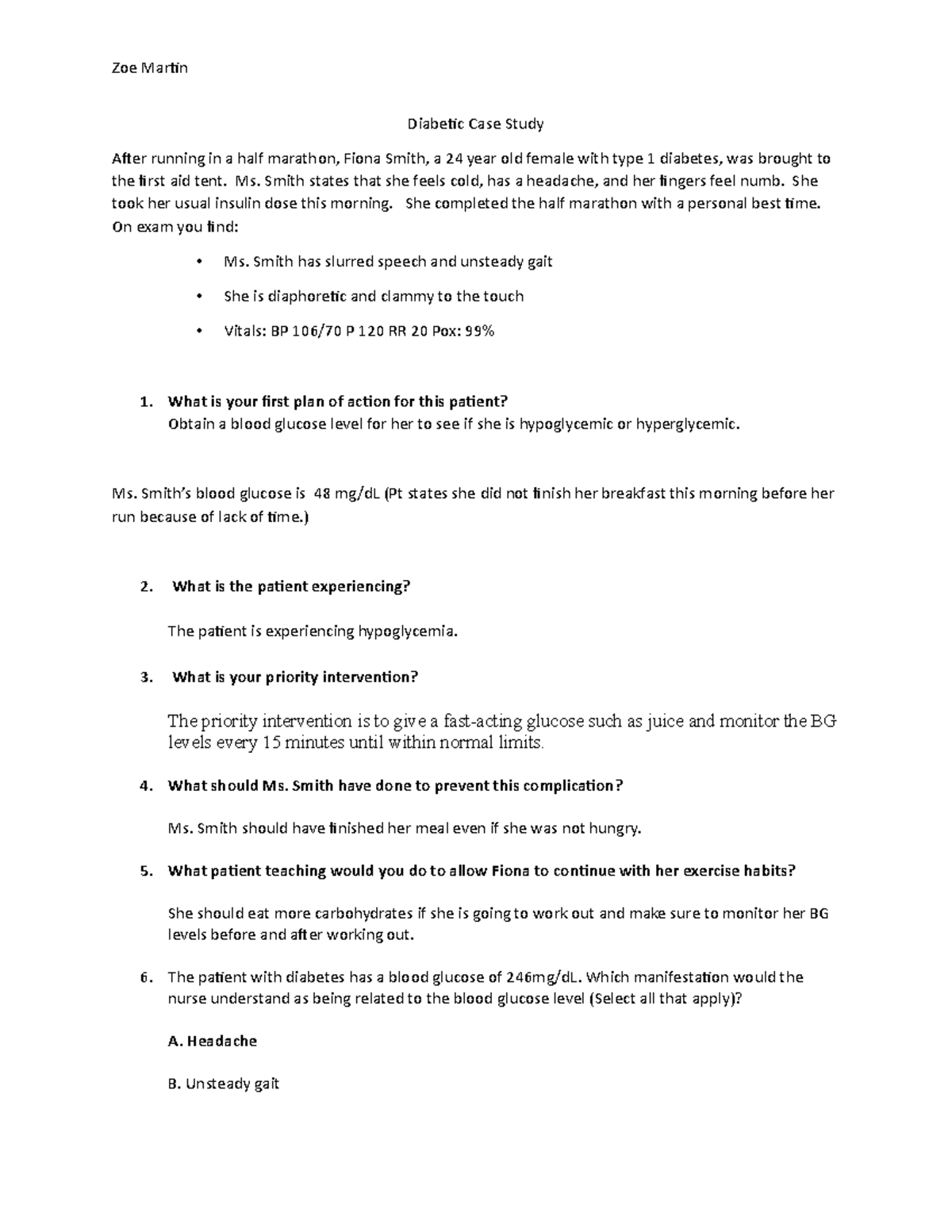 Diabetes case study on multiple patients for exam 1 - NURS 4700 - Studocu