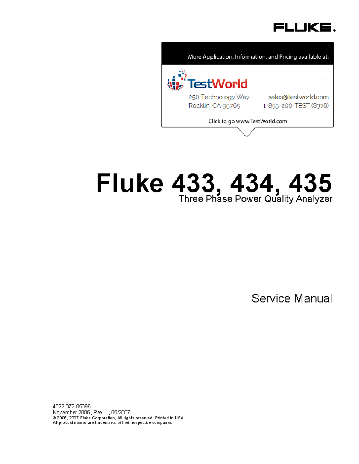 Service manual fluke 434 435 three phase power quality analyzer ...