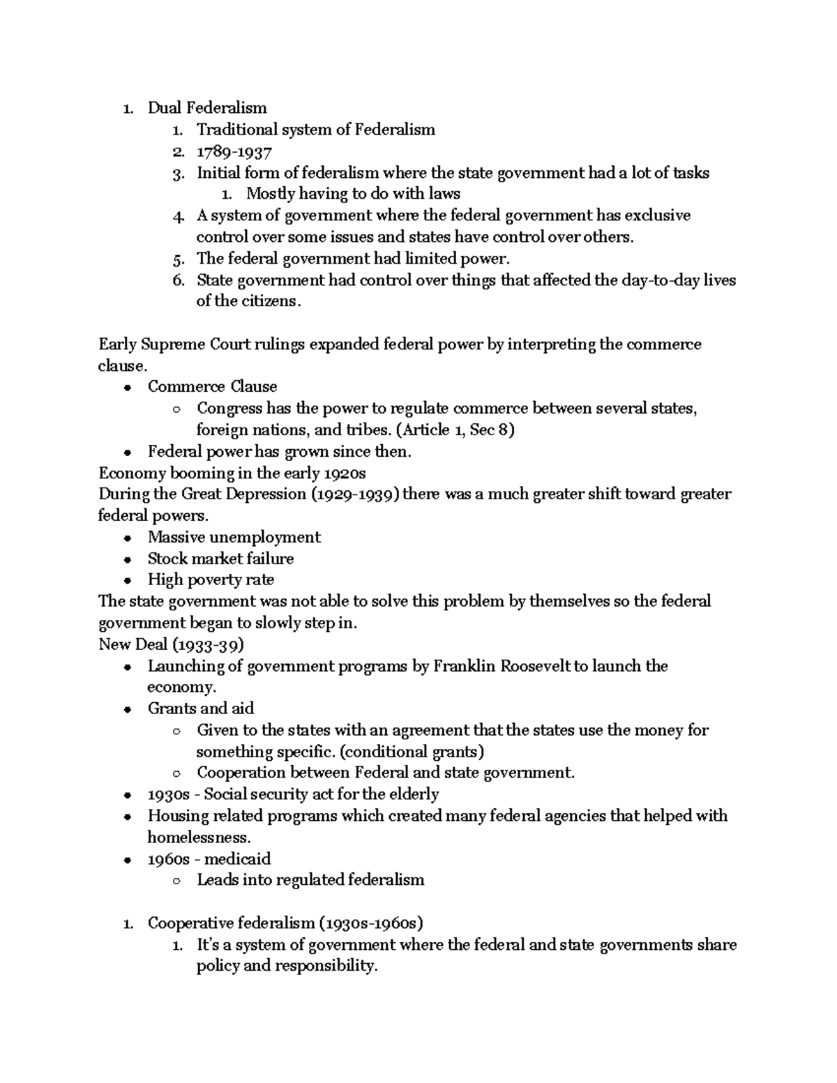 Federalism 2 - Dual Federalism Traditional system of Federalism 1789 ...