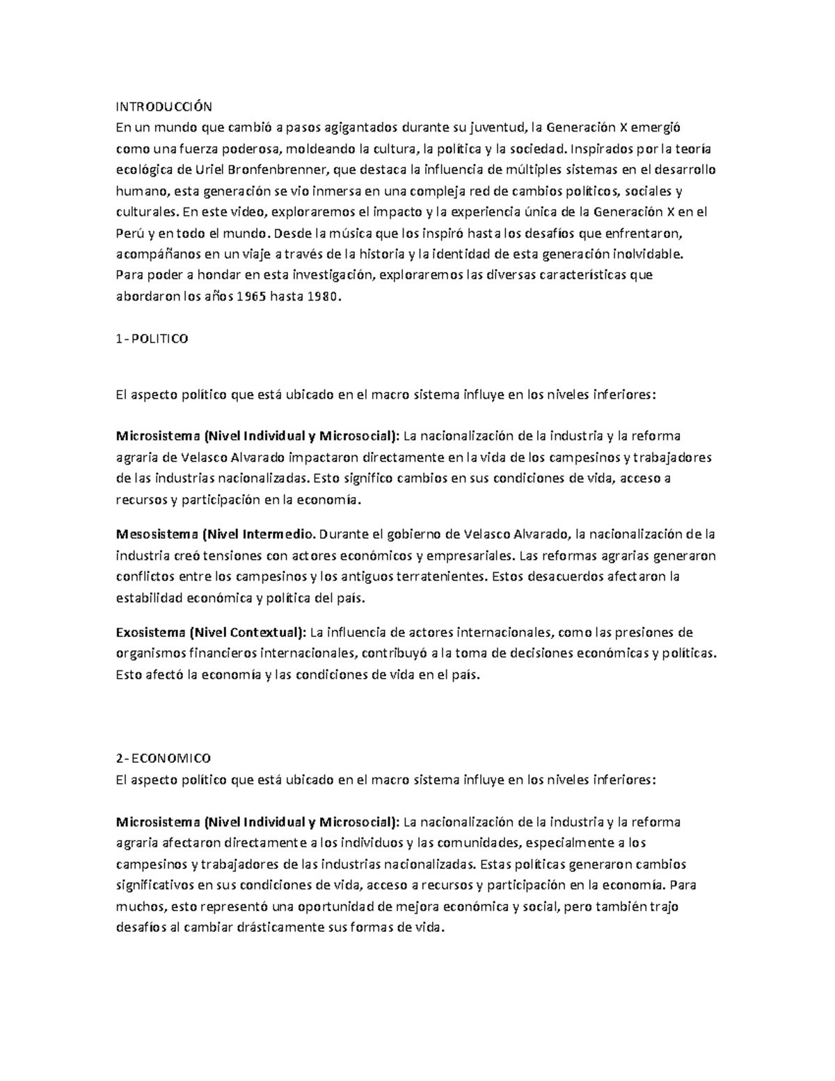 Informacion PARA EL Video - INTRODUCCI”N En un mundo que cambiÛ a pasos ...