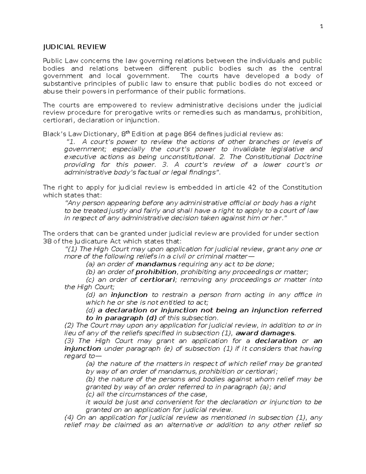 Judicial Review 2013 - JUDICIAL REVIEW Public Law concerns the law ...