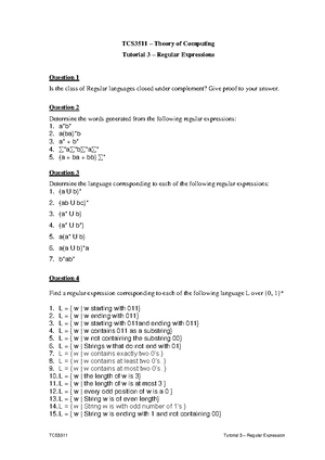 Tutorial 5 Theory of Computation 2022 Multimedia University - MMU - Studocu