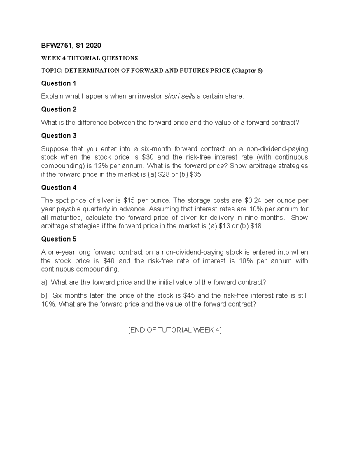 BFW2751 WEEK 4 Tutorial Question - BFW2751, S1 2020 WEEK 4 TUTORIAL ...