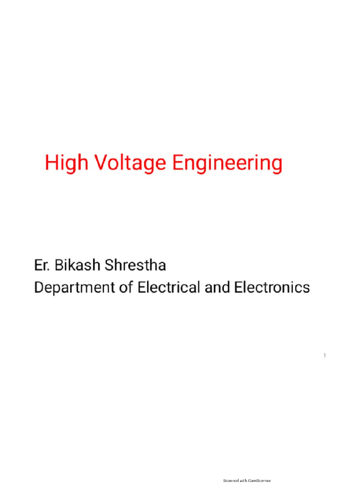 HVEchap 1,2 - High voltage Engineering chapter 1 and chapter 2 note ...