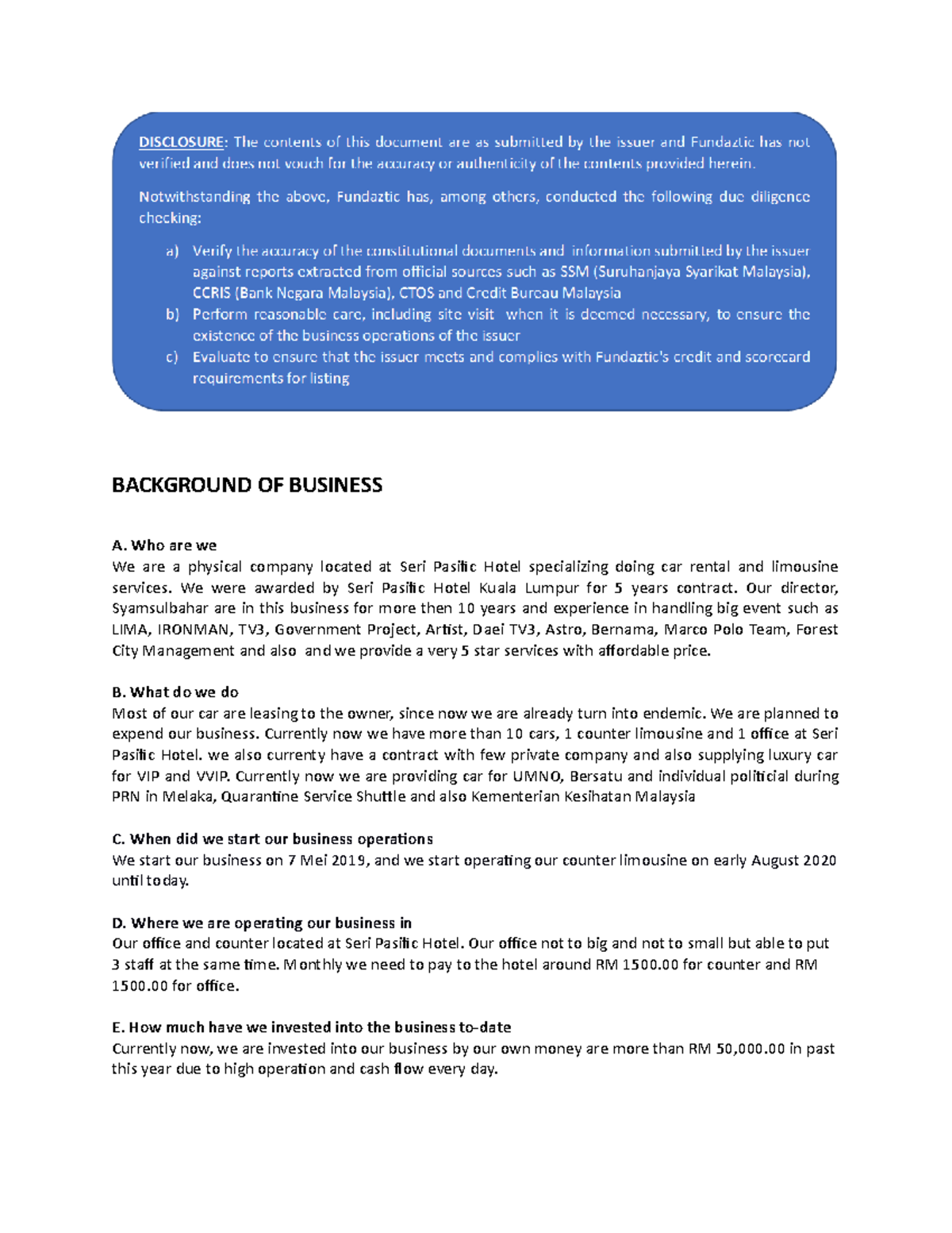 Business-Plan - Business plan - BACKGROUND OF BUSINESS A. Who are we We ...