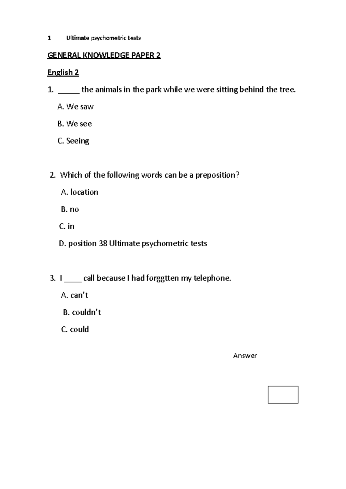 Null-3 - Minimum - 1 Ultimate psychometric tests GENERAL KNOWLEDGE ...