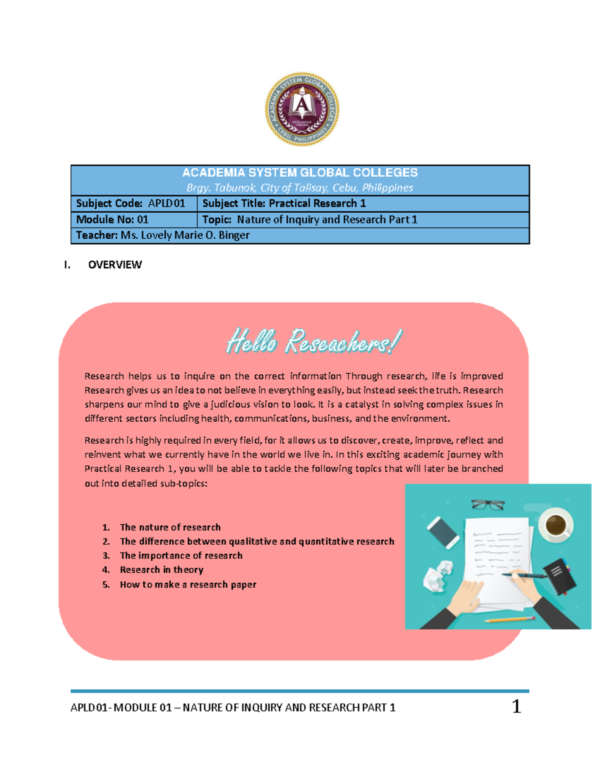 APLD01 Module 01 Nature-OF- Inquiry-AND- Research-PART-1 - APLD01 ...