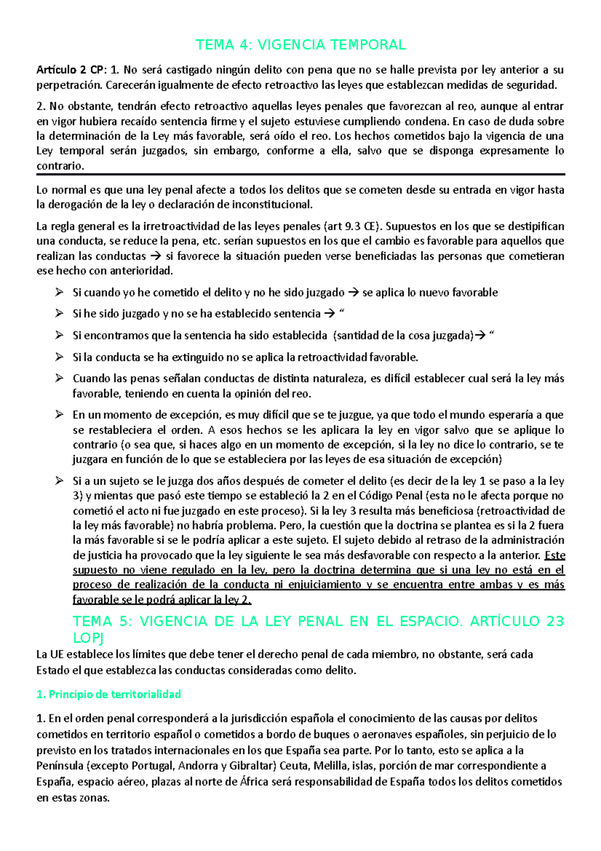 TEMA 4 Y 5 - Vigencia temporal y espacial de la ley. Profesora Myriam ...