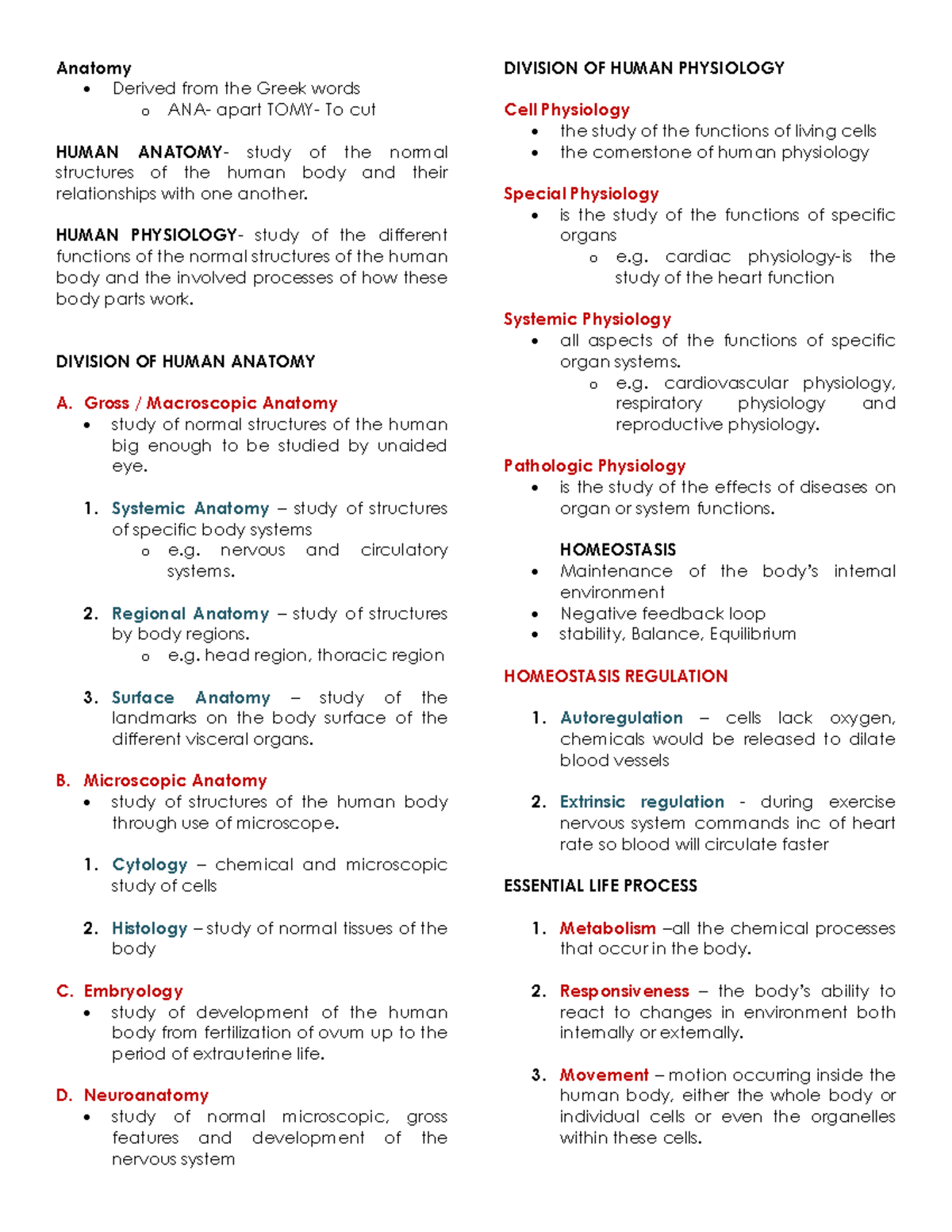 Anaphy-Prelims-Reviewer - Anatomy Derived from the Greek words o ANA ...