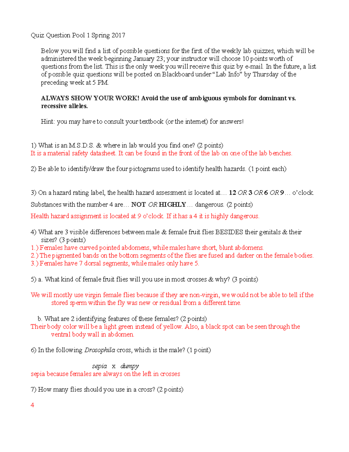 Quiz pool 1 - quiz pool 1 - Quiz Question Pool 1 Spring 2017 Below you ...